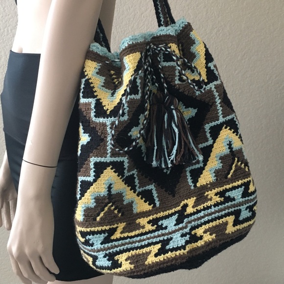 Bags | Handmade Crochet Boho Aztec Bag | Poshmark